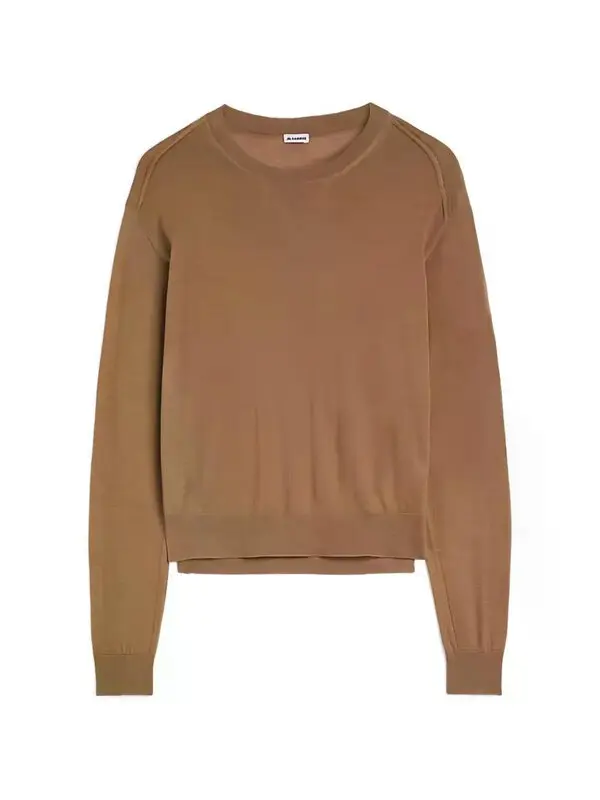 JIL SANDER Ribbed-trim Crew-neck Sweater - Brown