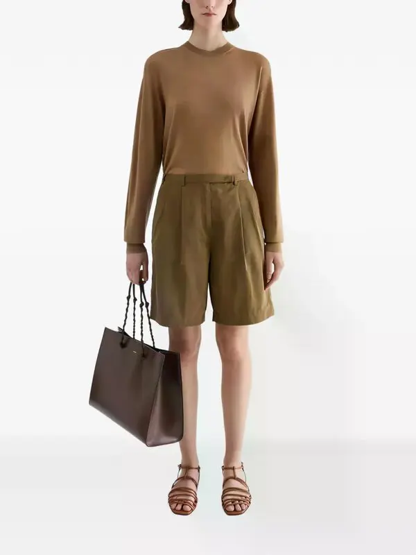 JIL SANDER Ribbed-trim Crew-neck Sweater - Brown