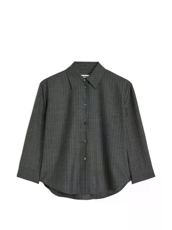 JIL SANDER Pinstripe-pattern Cropped Shirt - Grey