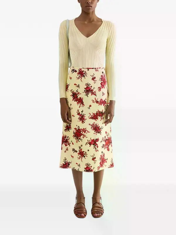 JIL SANDER Floral Print Midi Skirt