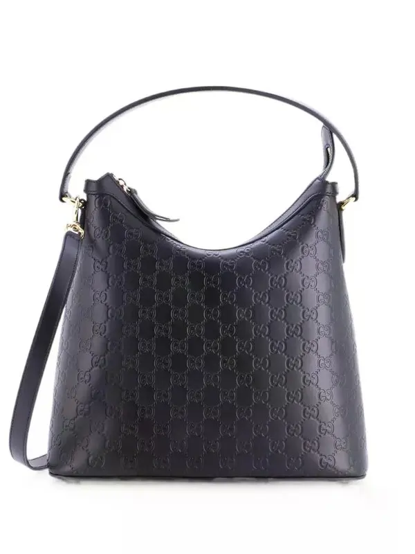 Gucci Linea A Guccissima Leather Hobo Bag - Black