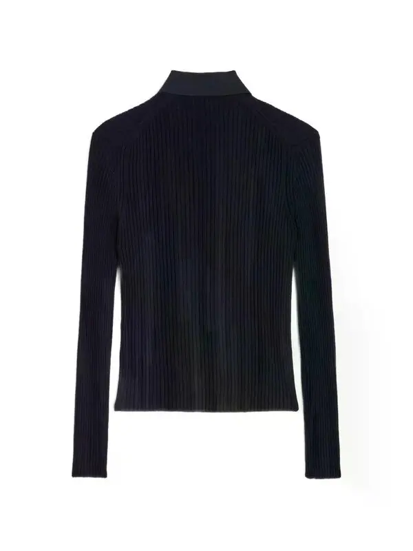 JIL SANDER Ribbed-knit Polo Top - Blue