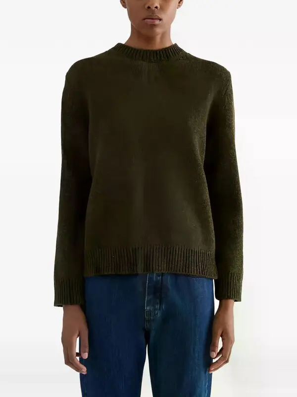 JIL SANDER Crew Neck Wool Sweater - Green