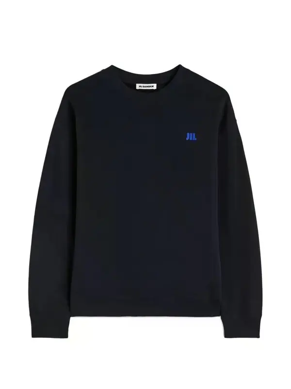 JIL SANDER Embroidered Logo Cotton Sweatshirt - Blue