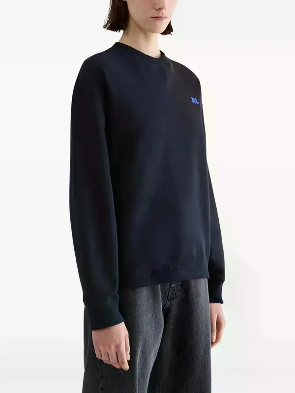 JIL SANDER Embroidered Logo Cotton Sweatshirt - Blue