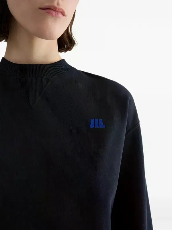 JIL SANDER Embroidered Logo Cotton Sweatshirt - Blue