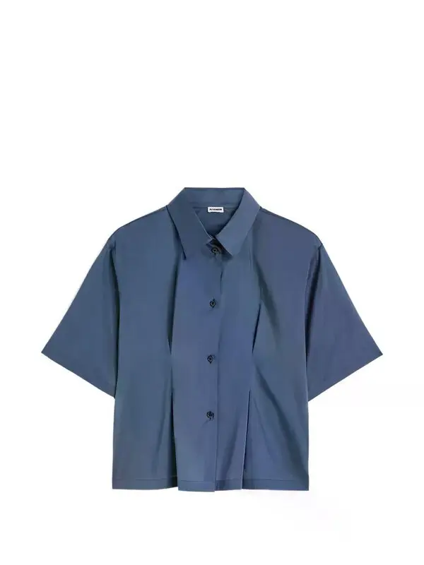 JIL SANDER Pleated Waist Muslin Shirt - Blue