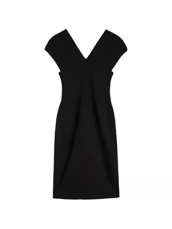 JIL SANDER V-neck Wool-sablé Dress - Black