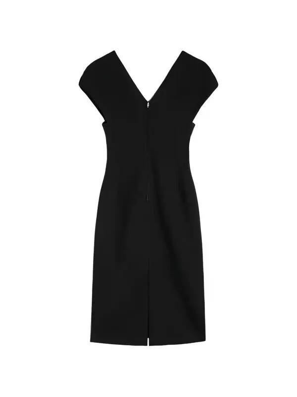 JIL SANDER V-neck Wool-sablé Dress