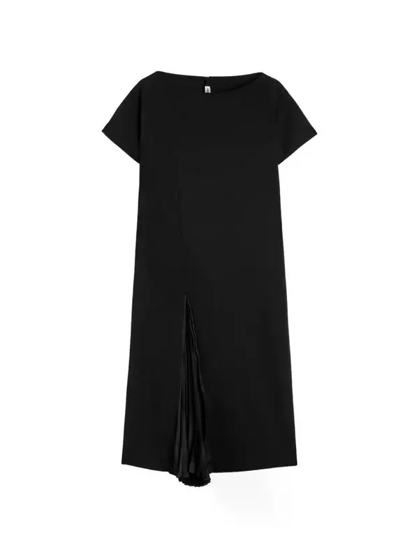 JIL SANDER Wool Sablé Pleated Dress - Black