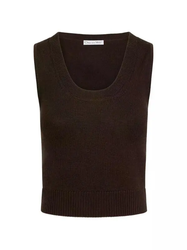 Oscar De La Renta Wool Twin Set Tank - Brown