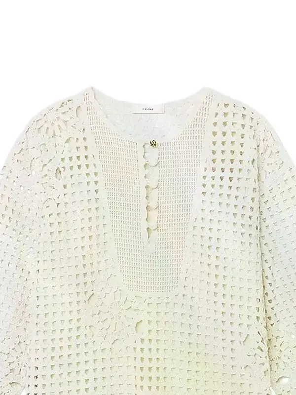 FRAME Crochet Knit Mini Dress - Neutrals