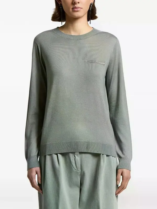 Peserico Embellished Pocket Sweater