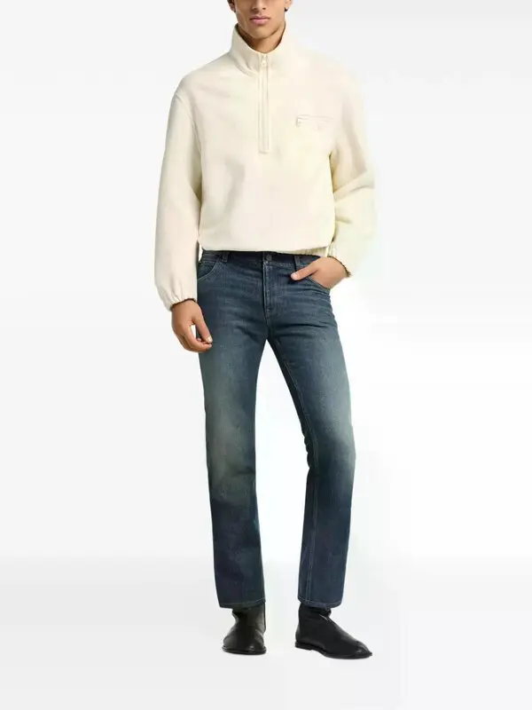 COURREGES Quarter-zip High-neck Sweater With Logo Patch - Neutrals