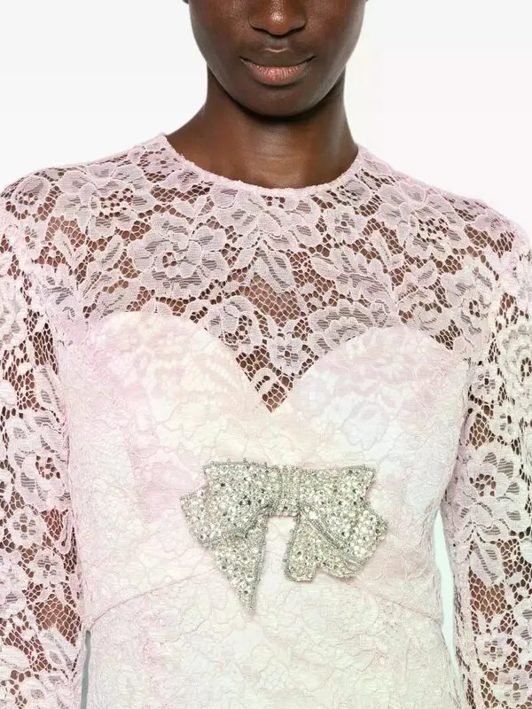 SILK LOVE & LACE Bow-detail Lace Dress