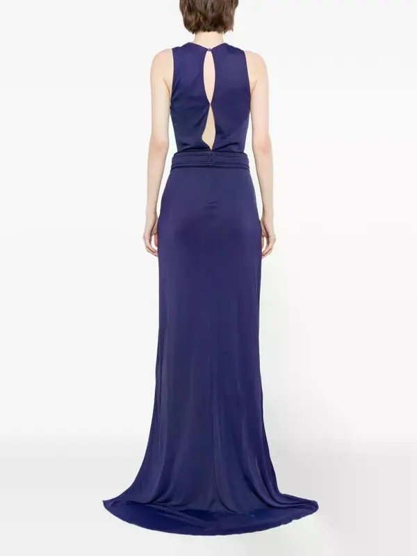 Roberto Cavalli Dragon-plaque V-neck Gown