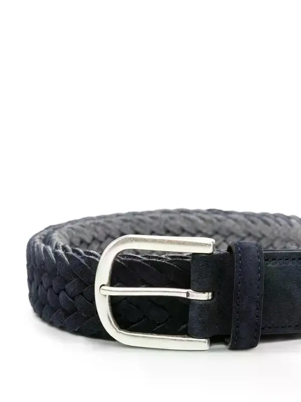 Canali Braided Leather Belt With Buckle Fastening