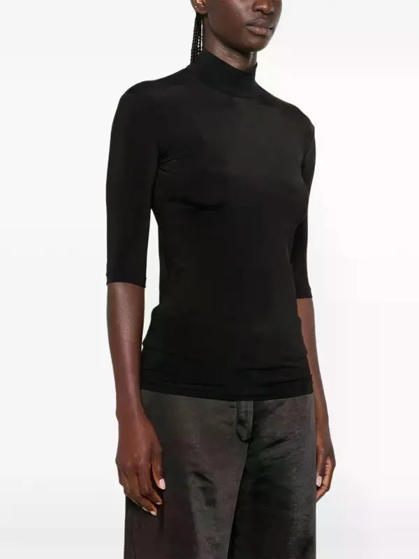 A.M.G. High-neck Elbow-sleeve Top
