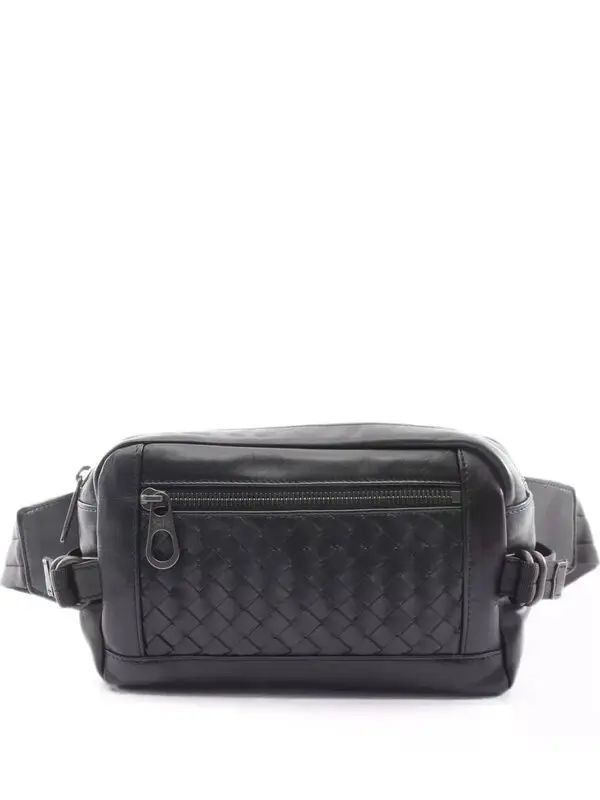 Bottega Veneta 2010s Intrecciato Leather Belt Bag - Black