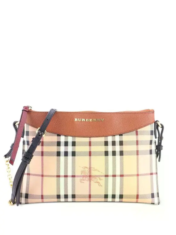 Burberry Peyton Haymarket Coated Canvas Crossbody Bag - Brown