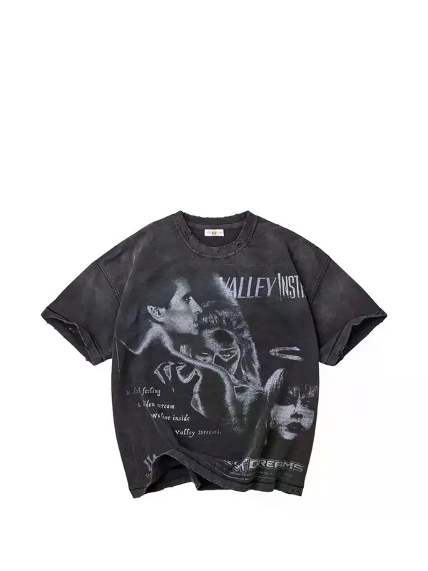 VALE FOREVER Graphic-print Distressed-effect T-shirt - Black