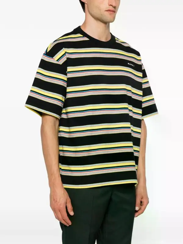 Marni Striped Logo-print Cotton T-shirt
