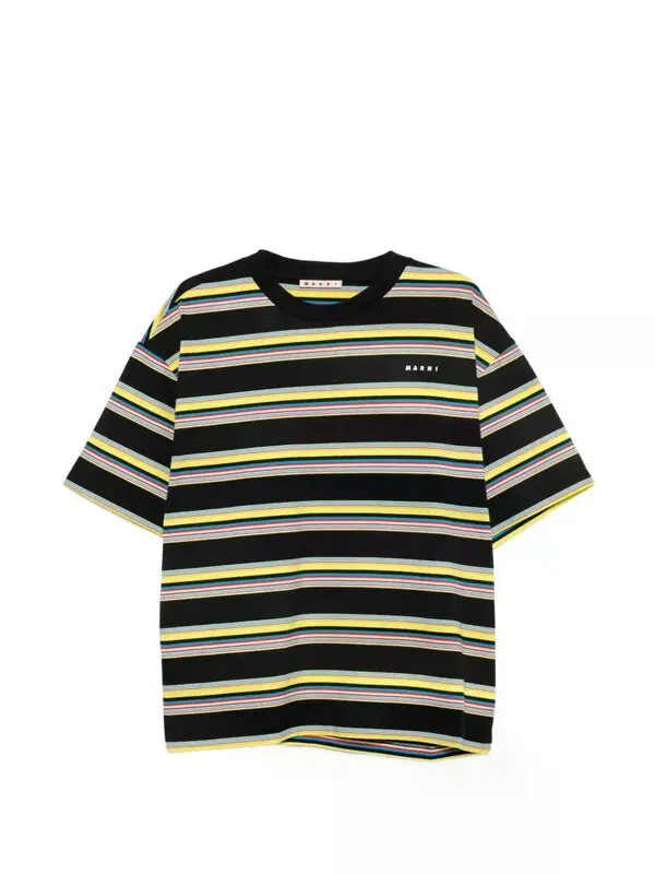 Marni Striped Logo-print Cotton T-shirt - Black