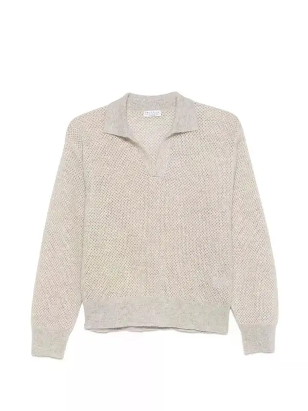 Brunello Cucinelli Perforated Knit V-neck Sweater