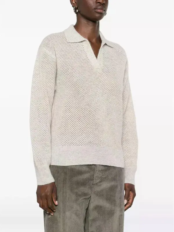 Brunello Cucinelli Perforated Knit V-neck Sweater