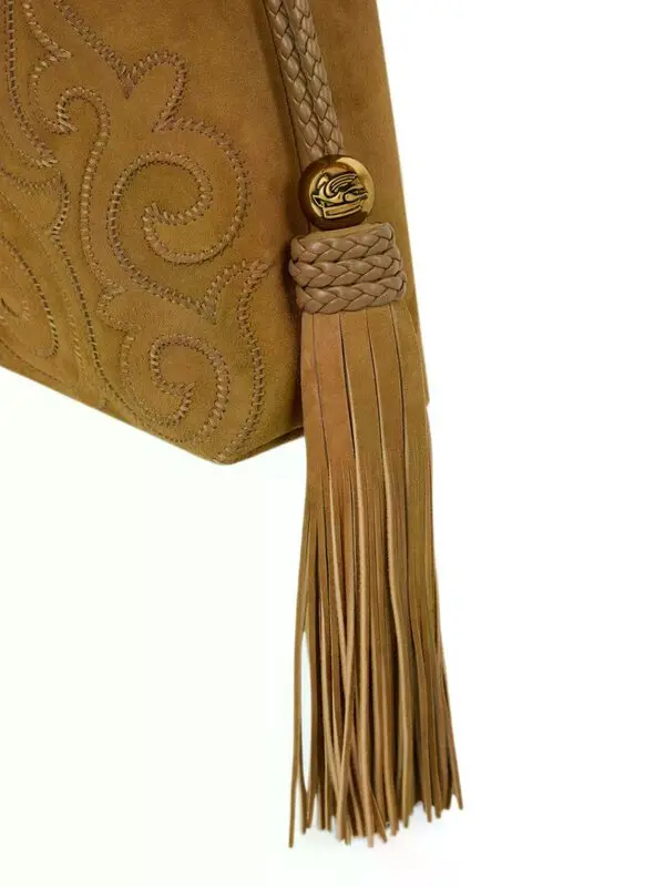 Etro Mini Suede Kalispera Bag With Patch And Tassels
