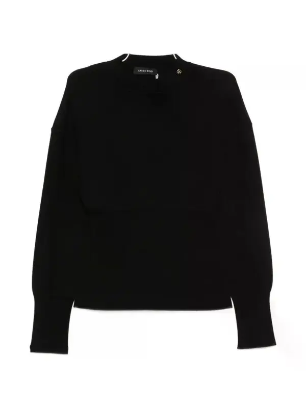 ANINE BING Mock-neck Ribbed-knit Sweater