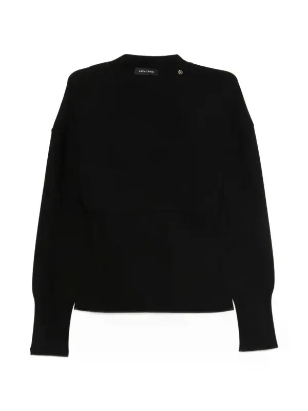 ANINE BING Ribbed Knit Mock Neck Sweater