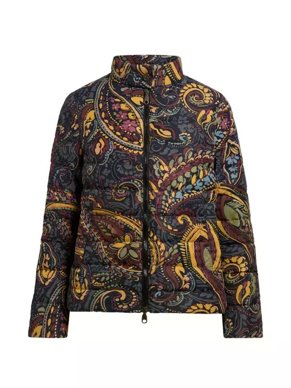 Etro Cropped Recycled Nylon Down Jacket With Paisley Motif