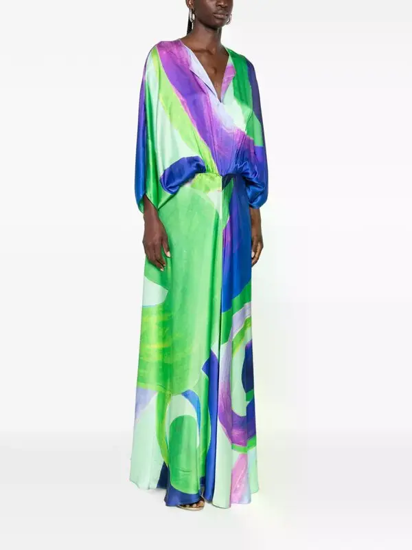 Themis Z Abstract Print Silk Maxi Dress