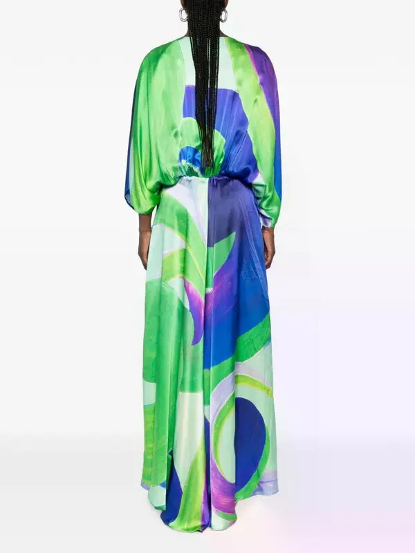 Themis Z Abstract Print Silk Maxi Dress