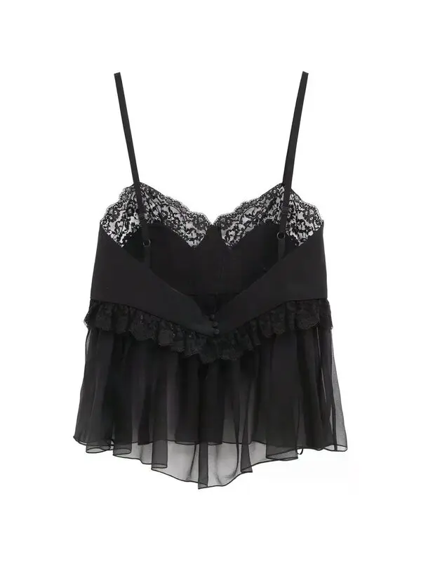 Chloé Lace-trimmed Silk-crepe Camisole - Black