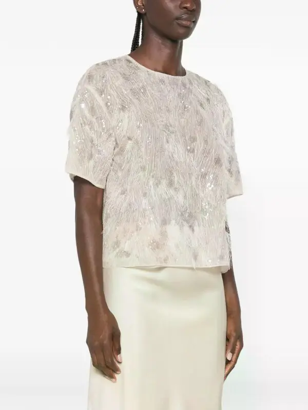 Brunello Cucinelli Sequin-embellished Fil-coupé T-shirt