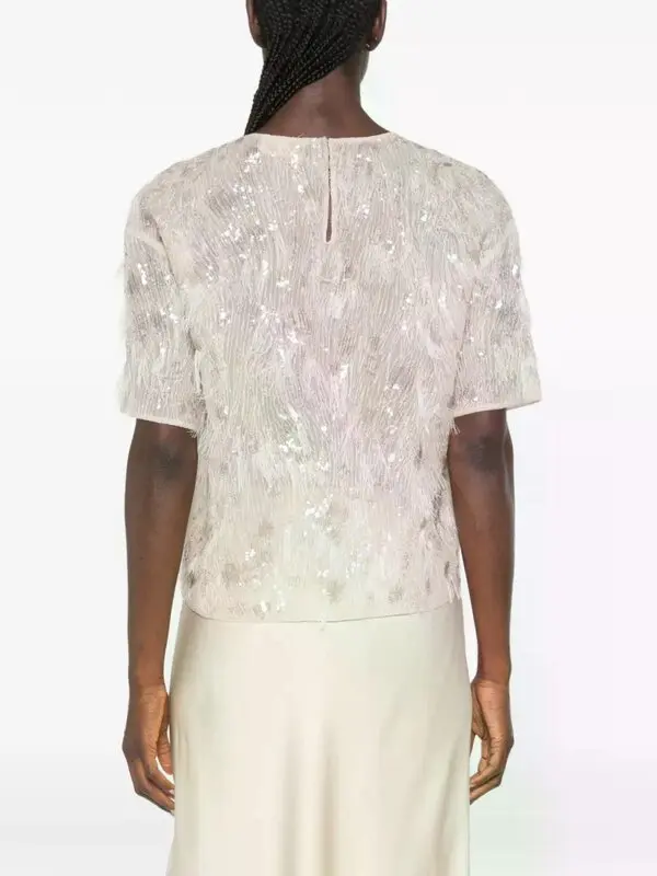 Brunello Cucinelli Sequin-embellished Fil-coupé T-shirt
