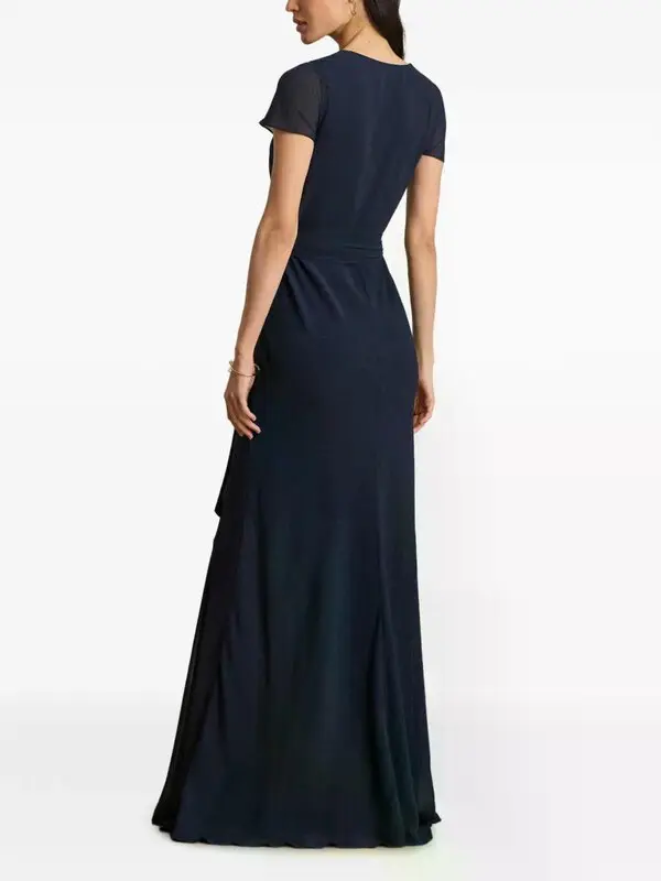 Ralph Lauren Belted Crinkle Georgette Maxi Dress