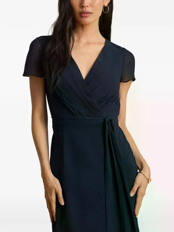 Ralph Lauren Belted Crinkle Georgette Maxi Dress