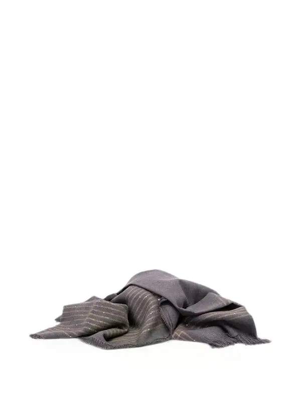 Peserico Sequin-embellished Striped Scarf - Grey