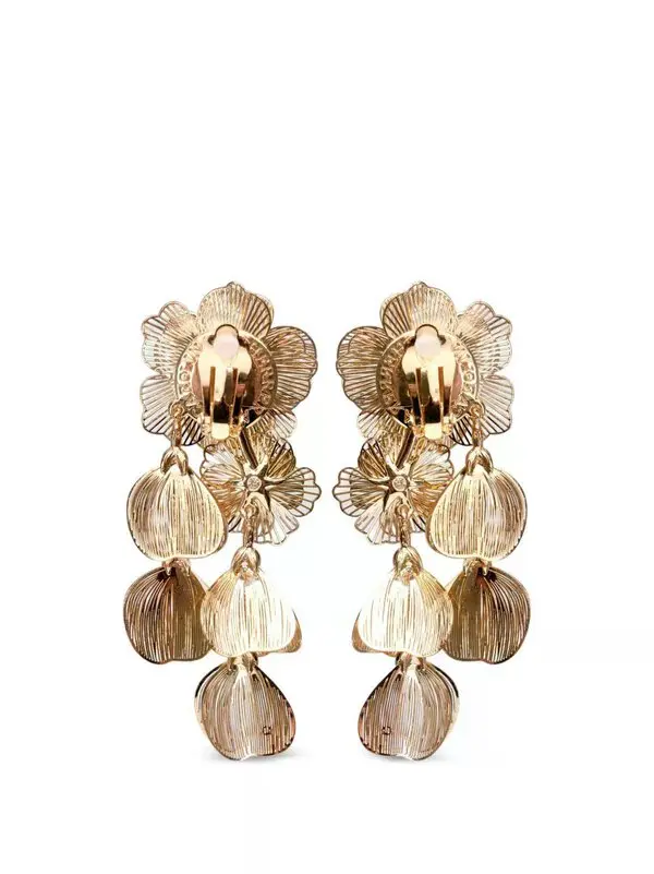 Carolina Herrera Tone Floral Drop Earrings - Gold