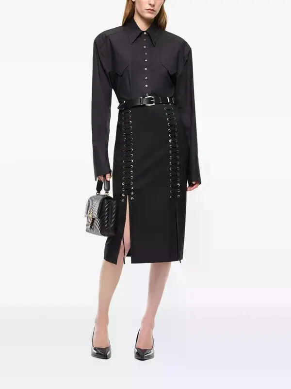 Pinko Lace-up Front-slit Skirt