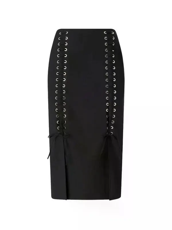 Pinko Lace-up Front Slit Midi Skirt - Black