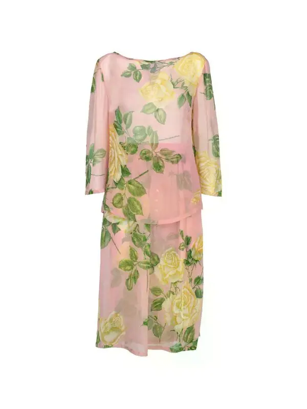 Vintage Floral Print Maxi Skirt And Blouse Set