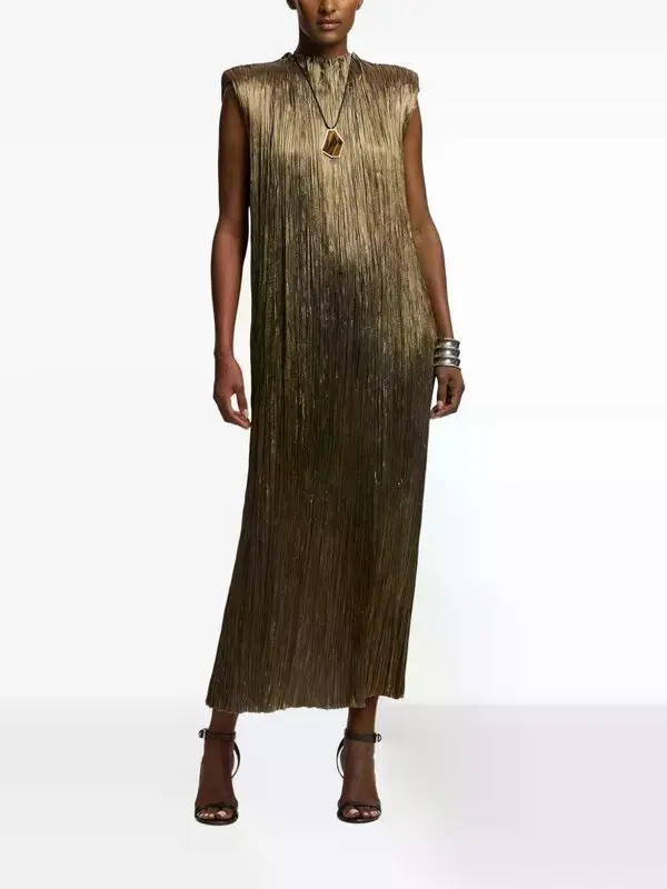 Ralph Lauren Virna Bark-pleated Midi Dress