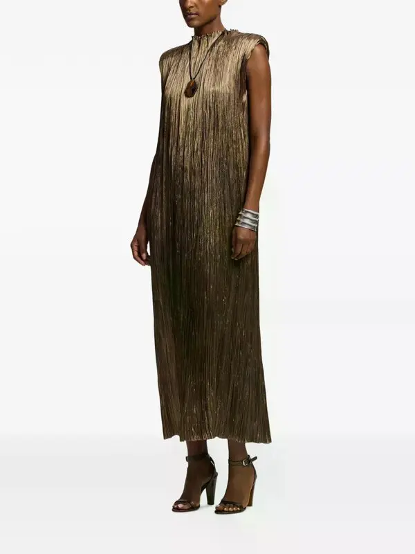 Ralph Lauren Virna Bark-pleated Midi Dress