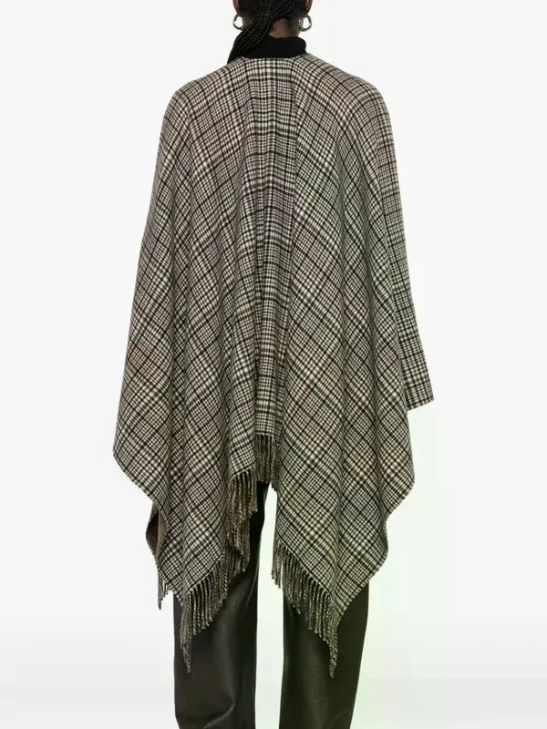 Brunello Cucinelli Check-pattern Fringed Poncho