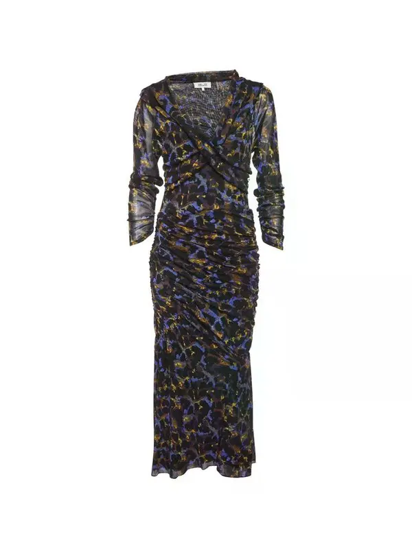 Diane Von Furstenberg Ganesa Ruched Midi Dress