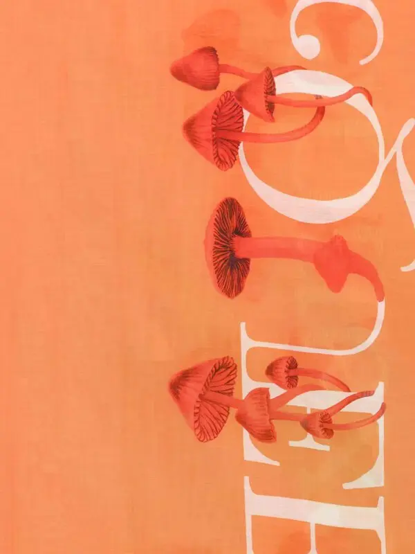 Alexander McQueen Mushroom-print Logo Scarf - Orange